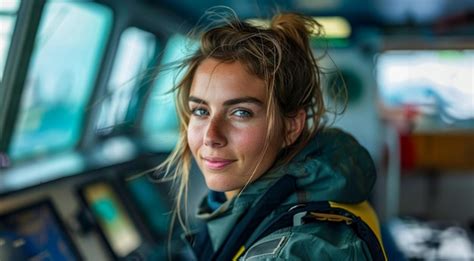 Premium Photo Smiling Female Pilot In The Cockpit Of An Aircraft