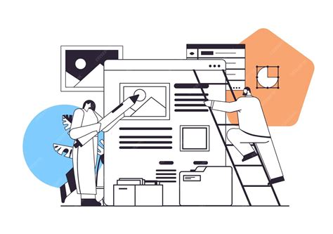 Premium Vector Developers Couple Creating Website Ui Interface Web