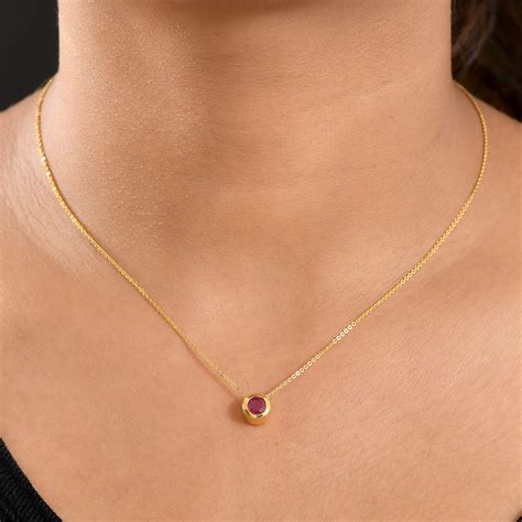 Djoy African Ruby Solitaire Pendant With Chain Size 20 In Yellow
