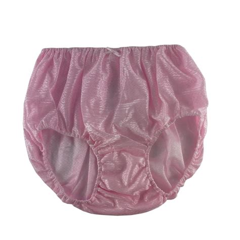 Sissy Panties For Men Fair Pink Shiny Silky Nylon Full Cut Briefs