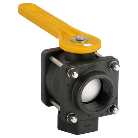 Banjo 2 In Polypropylene Manual Three Way Ball Valve 3dtf7v200bl
