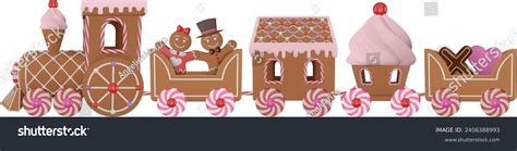 Valentines Day Gingerbread Train Gingerbread Man Stock Vector Royalty Free 2406388993