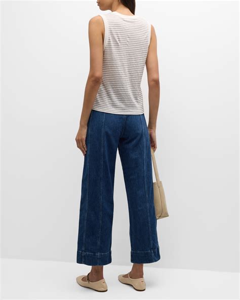 Frame The Seamed Wide Leg Crop Jeans Neiman Marcus