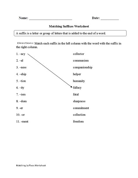Printable Suffix Worksheets