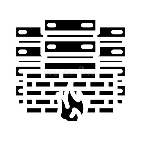 Security Firewall Data Center Glyph Icon Vector Illustration Stock
