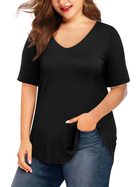 Jylfc Women Plus Size Shirts Short Sleeve T Shirts V Neck Summer Blouse