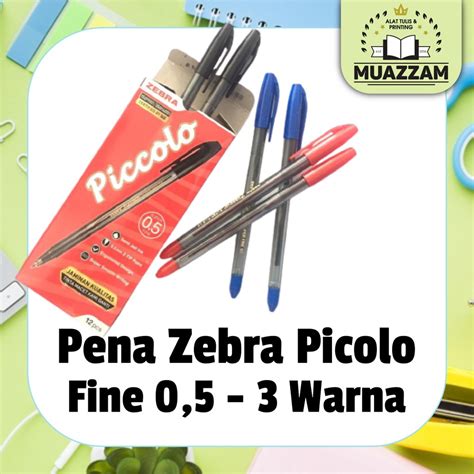 Jual Zebra Piccolo Pena 05 Hitam Biru Merah Shopee Indonesia