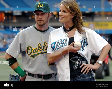 Oakland Athletics Mark Kotsay And Supermodel Monika Schnarre Chat With