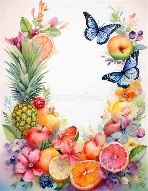 Healthy Lifestyle With Butterflies Dancing Over Vibrant Fruits And