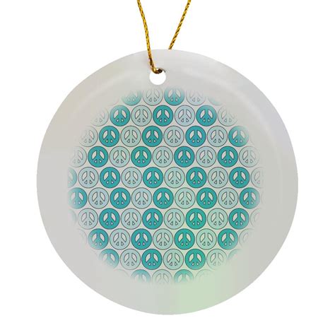 3drose Aqua And Blue Inspirational Peace Signs Circle Porcelain
