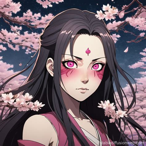 Nezuko Kamado From Demon Slayer In A Realistic Style She Has Long