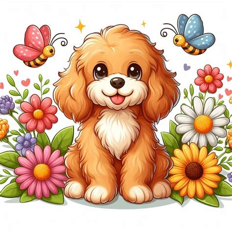 Cão Cockapoo Vector Ilustração De Desenho Animado Vetor Premium