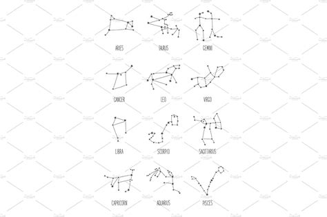 Cute Background With Schematic Hand Drawn Zodiac Constellations Cute Backgrounds How To Draw