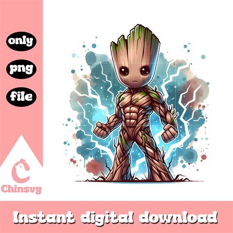 Groot Thunder Posing Splatter Effect Png Groot Art Png Chinsvg