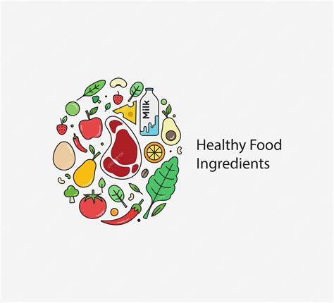 Premium Vector Print Set Of Healthy Food Ingredients Fresh Logo