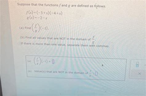 solved suppose that the functions fand g are defined as