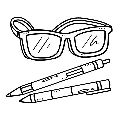 Desenho De óculos E Caneta Para Colorir Isolado Vetor Premium