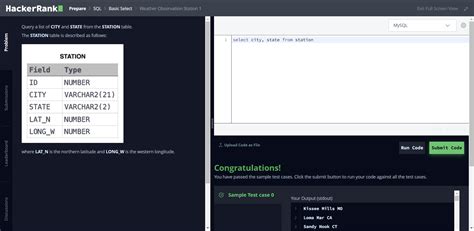 Hackerrank Weather Observation Station 1