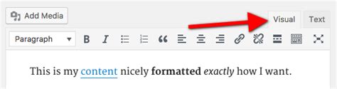 Using The Visual Editor Make Wordpress Support