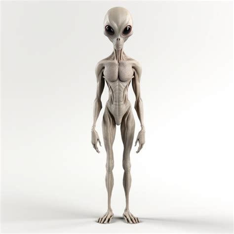 Premium Photo Controversial Alien Model In Gray And Beige Standing On