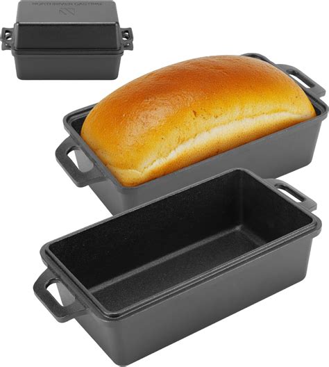9×5 Inch Cast Iron Loaf Pan With Lid Bread Baking Pans Even Heat