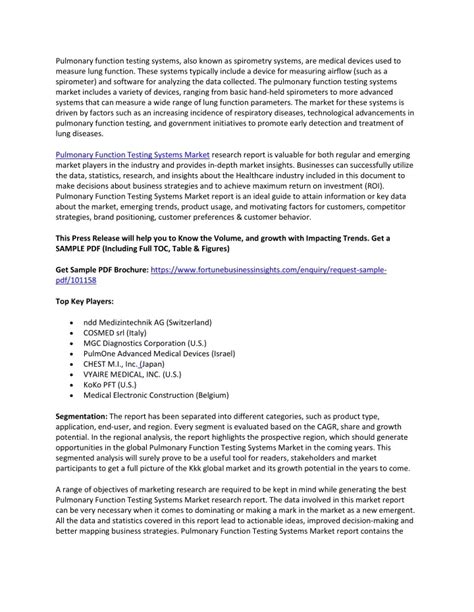 Ppt Pulmonary Function Testing Systems Market Overview Industry
