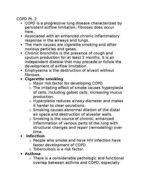 Copd Pt 2 Just Notes Written On Copd Copd Pt 2 Copd Is A
