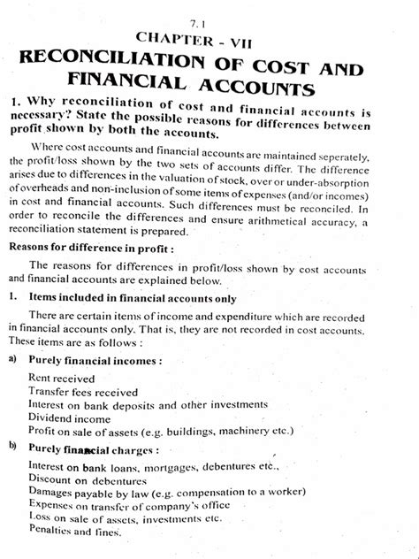Reconciliation Of Cost And Financial Accounting Pdf Expense