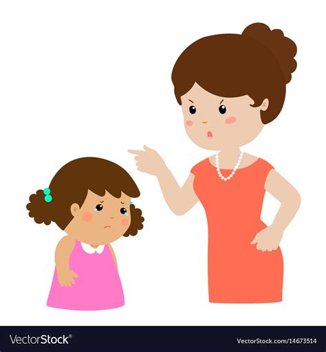 Mother Scolds Her Daughter Cartoon Character Vector Image