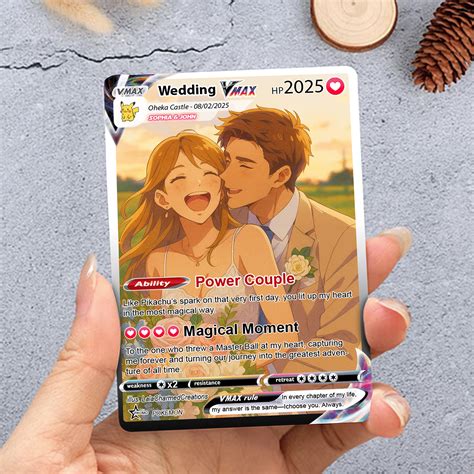 Poke Couples Card Personalized Anniversary Card Custom Photo Pokemon
