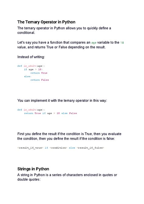 Strings In Python Lecture The Ternary Operator In Python The