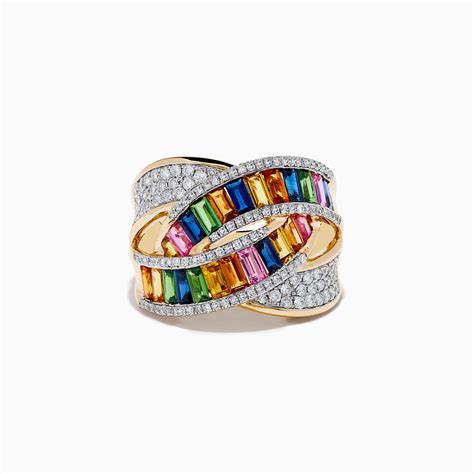 Limited Edition 14k Yellow Gold Sapphire And Diamond Interlocking Ring