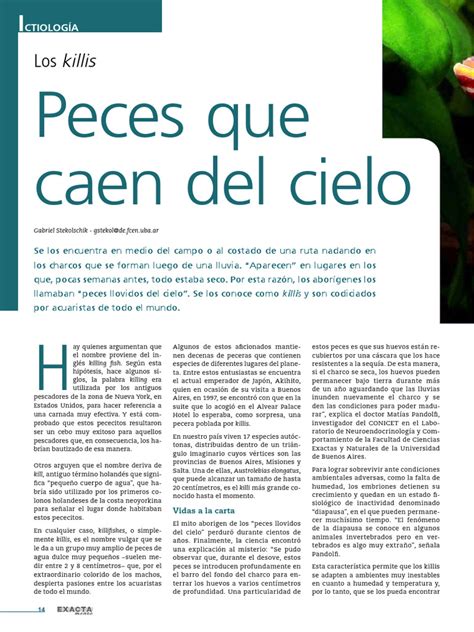 Los Killis Peces Que Caen Del Cielo Pdf Buenos Aires Biología