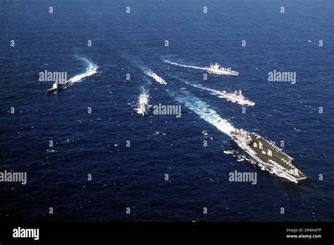 An Aerial View Of Westpac 93 Battle Group Foxtrot As The Ships Disperse From Formation L To R
