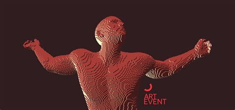 아트 이벤트 초대 템플릿입니다 복셀 아트 광고 개념 배너 전단지 포스터 커버 또는 브로셔에 대한 3d 벡터 그림입니다 3차원 형태에 대한 스톡 벡터 아트 및 기타 이미지