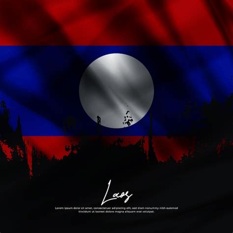 Illustration Of Waving Laos Flag Silk Grunge Background Premium Vector