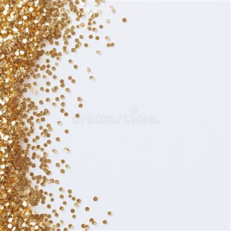 Gold Glitter Border On A White Background Creates A Stylish And Elegant Frame Effect Stock