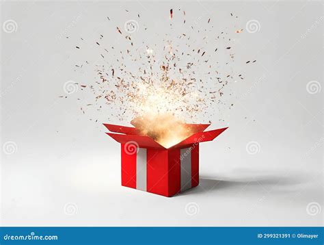 Open Exploding T Box On Infinite White Background Stock