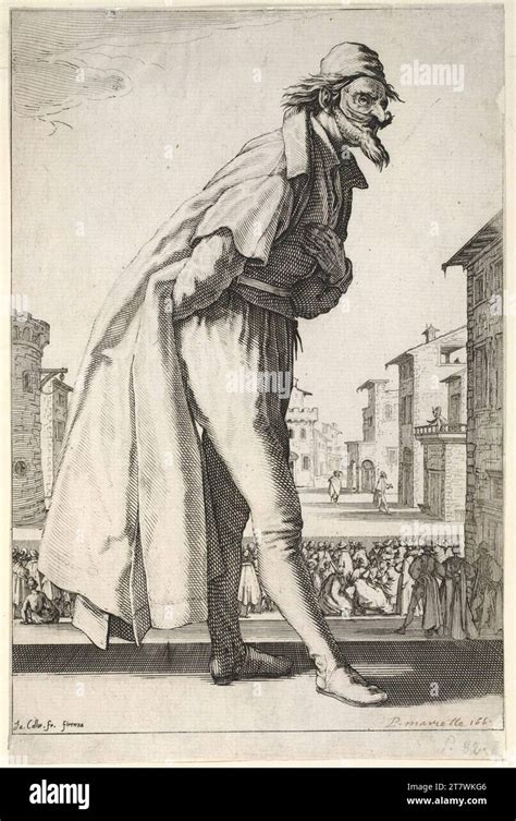 Jacques Callot Cassandre Oder Pants Etching And Tombstick Around