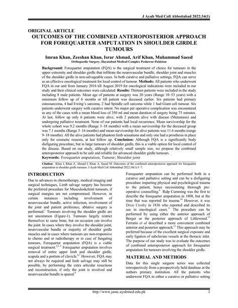 Pdf Outcomes Of The Combined Anteroposterior Approach For Forequarter