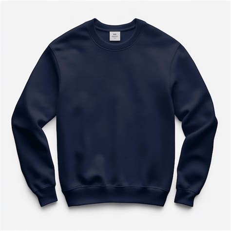 Navy Blue Color Blank Sweatshirt Mock Up In Front View On White