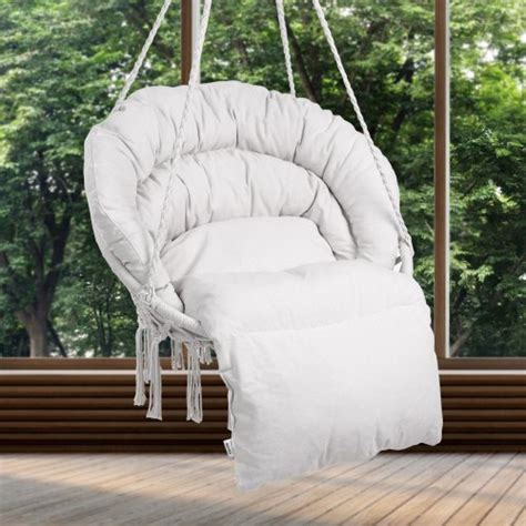 Vevor Hammock Swinging Chair Macramé Hanging Chair With Cushion Indoor