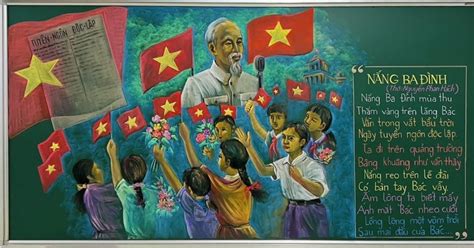 Thầy Giáo Vẽ Tranh Bác Hồ đọc Tuyên Ngôn Độc Lập Bằng Phấn Bảng