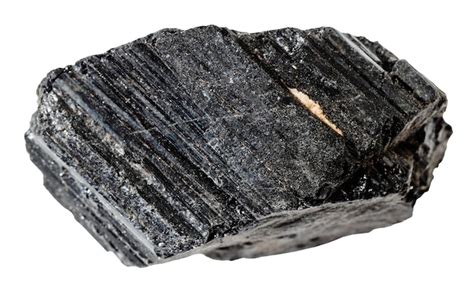 Raw Black Tourmaline Schorl Mineral Isolated Premium Photo