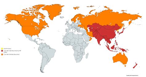Countries Within North Koreas Icbm Range [6460x3455] R Mapporn