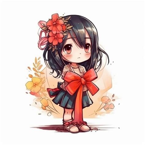Premium Photo Sweet Chibi Girl Watercolor