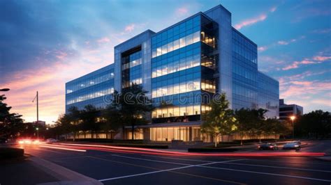 Corporate Office Tower With Technology Stock Illustration