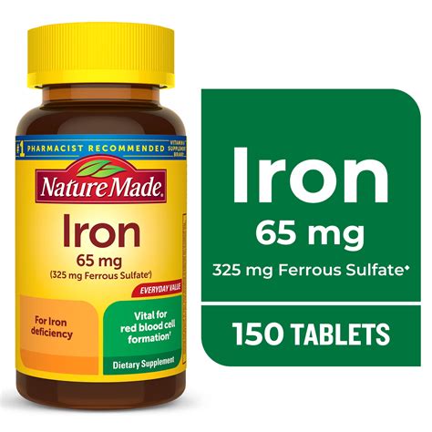 Nature Made Iron Supplement 150 Count 65 Mg For Iron Deficiency