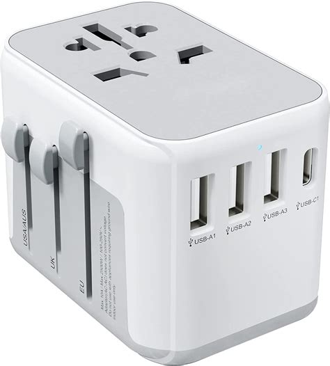Tessan Universal Adapter 4 Usb Ports Power Adaptor Travel For Usa Uk
