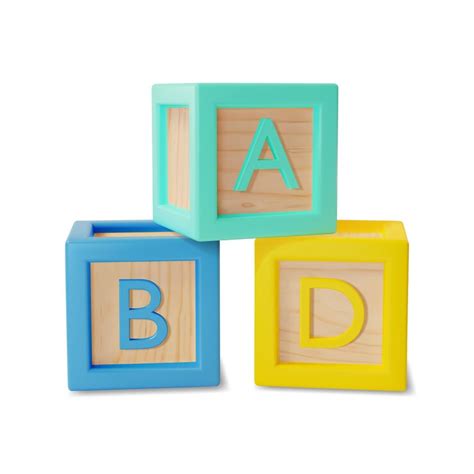 3d Abc Block Cartoon Style Vector Premium Vector